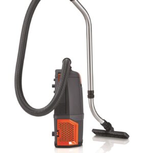 Hoover Commercial HushTone Back Pack 2 speed motor with HEPA Filtration and Hexaguard Technology, Extension wand, lightweight design, 6 quart, CH34006, Black/Orange