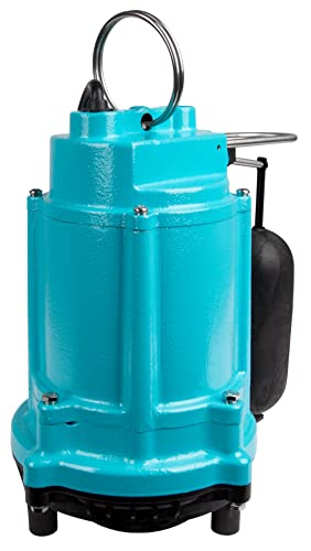 Little Giant 6EC-CIA-SFS 1/3 HP, 115-Volt, 3180 GPH Automatic Cast Iron Submersible Sump/Effluent Pump with Polypropylene Base, Integral Snap-Action Float Switch and 10-Ft. Cord, Blue, 506807