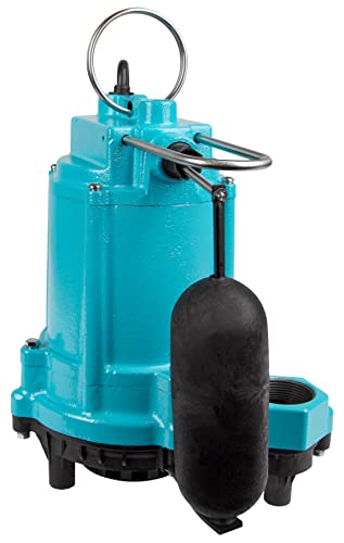 Little Giant 6EC-CIA-SFS 1/3 HP, 115-Volt, 3180 GPH Automatic Cast Iron Submersible Sump/Effluent Pump with Polypropylene Base, Integral Snap-Action Float Switch and 10-Ft. Cord, Blue, 506807