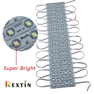 REXTiN Super bright 200pcs 3 LED Module White 5050 SMD 66-72LM Each Module Waterproof Decorative Light for Letter Sign Advertising Signs with Tape Adhesive Backside