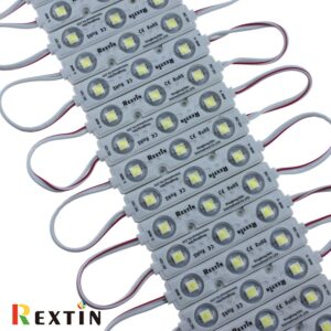 REXTiN Super bright 200pcs 3 LED Module White 5050 SMD 66-72LM Each Module Waterproof Decorative Light for Letter Sign Advertising Signs with Tape Adhesive Backside