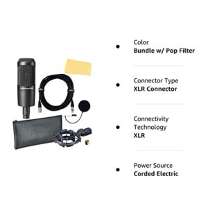 Audio-Technica AT2035 Cardioid Condenser Microphone Bundle with Pop Filter, XLR Cable, and Austin Bazaar Polishing Cloth