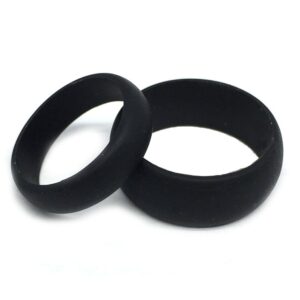 fsr- flexible silicon rings -men and ladies wedding band ring set 8mm/6mm black flexible silicon rubber