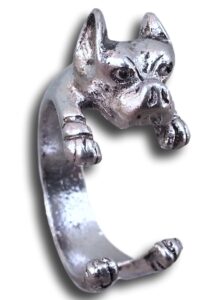 pashal pitbull terrier staffordshire unisex adjustable ring one size fits most (silver)