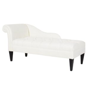 jennifer taylor home harrison tufted roll arm chaise lounge, antique white polyester