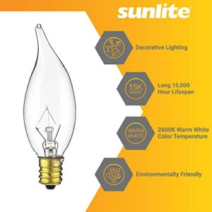 Sunlite Incandescent 15 Watt Petite Chandelier 105 Lumens Clear Light Bulb 12 Pack