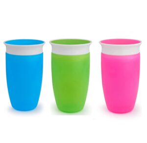 munchkin miracle 360 bpa free sippy cup 296 ml/10 oz 3 count, blue/green/pink