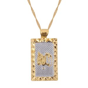 platinum 24k new islamic allah pendant charms choker necklace religious muslim jewelry (platinum gold pendant)