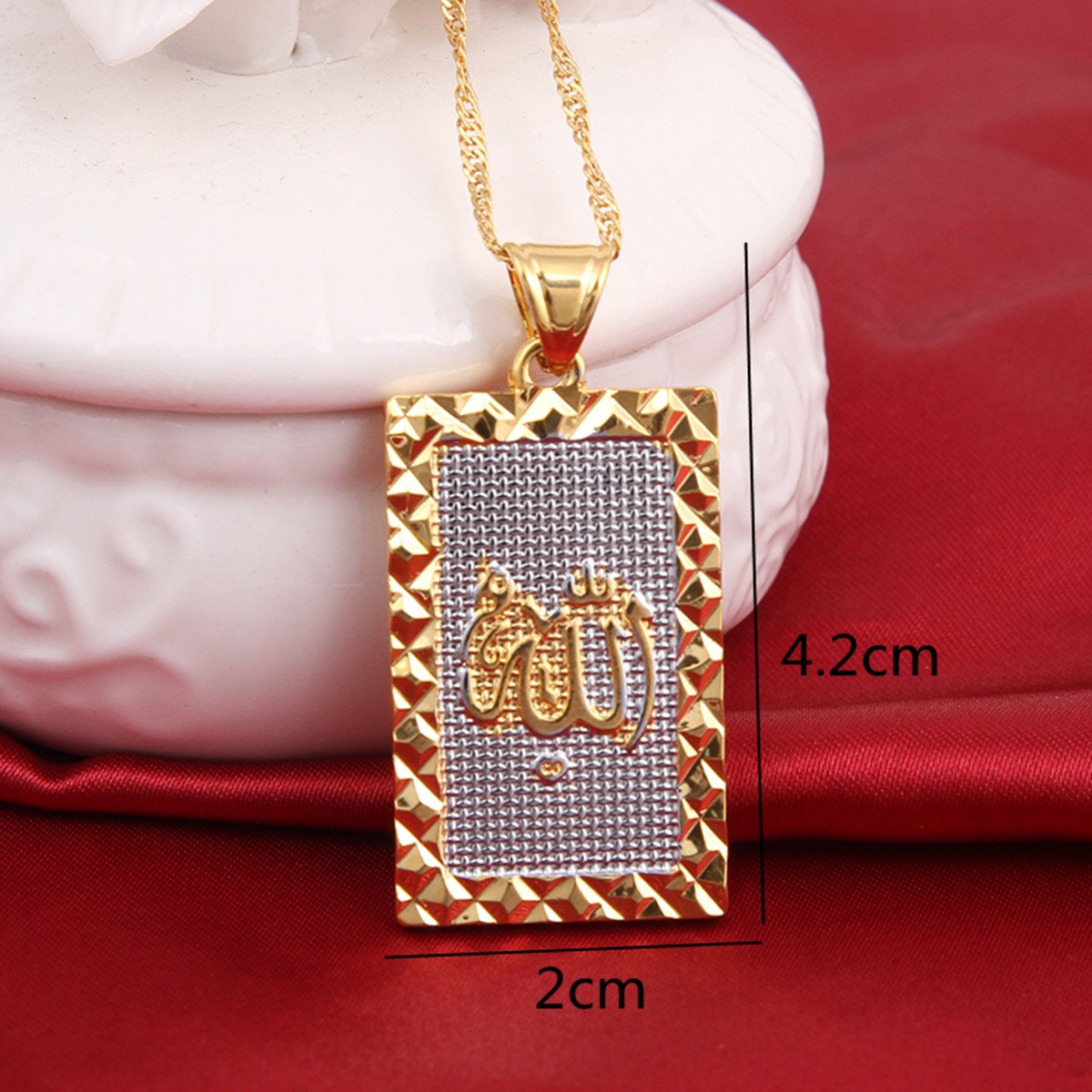 Platinum 24K New Islamic Allah Pendant Charms Choker Necklace Religious Muslim Jewelry (Platinum Gold Pendant)