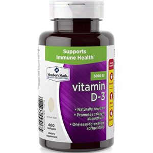 member's mark vitamin d3 125 mcg (5000 iu) dietary supplement (400 count)