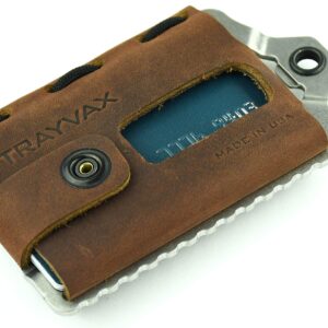 Trayvax Element Wallet, RFID Front Pocket Credit Card Holder with Money Clip, Minimalist Slim Leather Metal Wallet for Men and Women, Raw Mississippi Mud