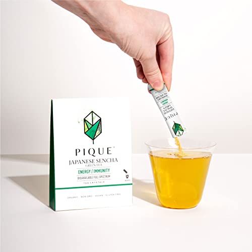 Pique Organic Sencha Tea Crystals - Supports Immunity, Energy - 14 Single Serve Sticks (Pack of 1)