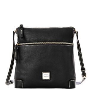 dooney & bourke women's crossbody in pebble grain leather, large handbag with adjustable shoulder strap, black