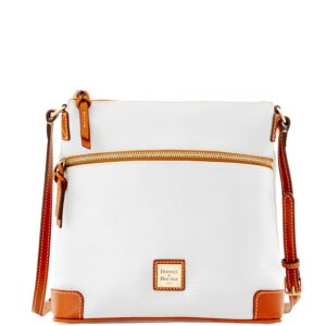 dooney & bourke women's crossbody in pebble grain leather, large handbag with adjustable shoulder strap, white