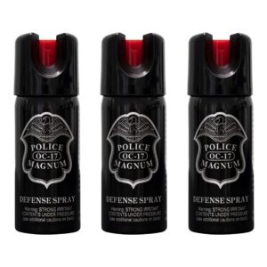 police magnum pepper spray- portable self defense- made in the usa- maximum strength-16ft range- 2oz twist lock (3 pack)