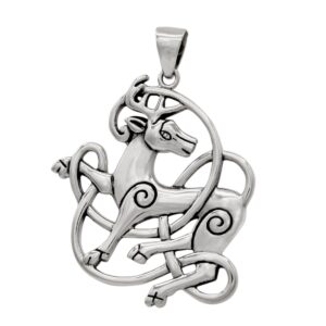 dryad design sterling silver stag pendant - celtic deer jewelry for men or women