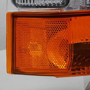 AKKON - For 1999-2004 Ford F250 F350 F450 F550 SuperDuty Excursion Chrome Headlights With Amber Bumper Signal Light Lamps