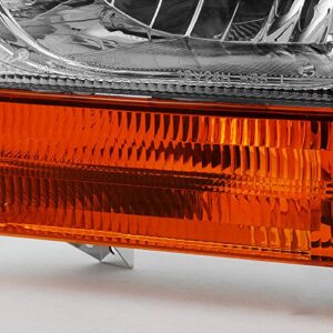 AKKON - For 1999-2004 Ford F250 F350 F450 F550 SuperDuty Excursion Chrome Headlights With Amber Bumper Signal Light Lamps