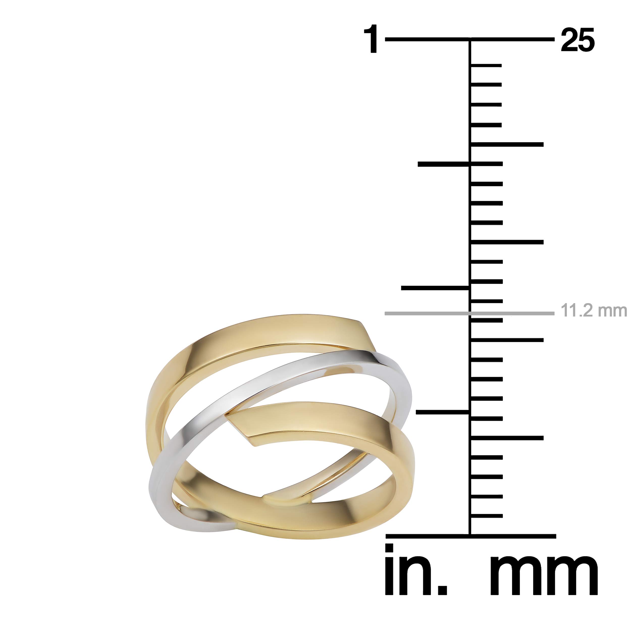 Kooljewelry 10k Two-tone Gold High Polish Stylish Bypass Ring (size 7)