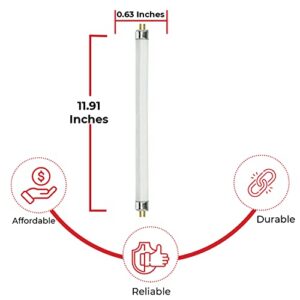 BULBMASTER F8T5 CW Fluorescent Bulbs 12 Inch - F8 T5 8W Cool White 4100K Fluorescent 12" Under Cabinet Light Bulbs Linear T5 380 Lumens - Under The Counter Small Fluorescent Light Bulb - Pack of 6