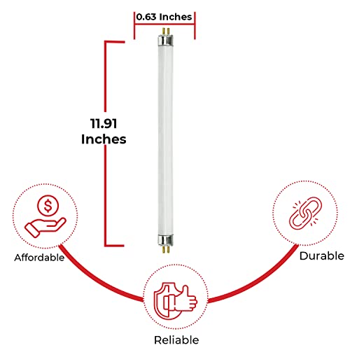 BULBMASTER F8T5 CW Fluorescent Bulbs 12 Inch - F8 T5 8W Cool White 4100K Fluorescent 12" Under Cabinet Light Bulbs Linear T5 380 Lumens - Under The Counter Small Fluorescent Light Bulb - Pack of 6