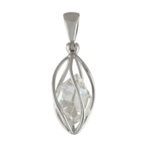 starborn sterling silver cage set medium herkimer diamond quartz crystal pendant