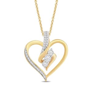 amazon essentials womens 18k yellow gold over sterling silver diamond heart pendant necklace (1/4 cttw), 18" (previously amazon collection)