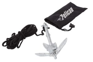 pelican compact anchor kit - for kayak, canoe, sup - inflatables or small boats - foldable storage bag - ideal for fishing kayak boating (1.5 lb), gray/black