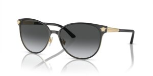 versace woman sunglasses black/pale gold frame, grey gradient lenses, 57mm