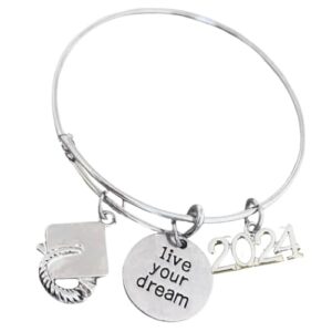 infinity collection - 2024 graduation bracelet: stylish graduation gifts for her - ideal for class of 2024 college, high school & senior grads - adjustable graduation jewelry, thoughtful grad gifts!