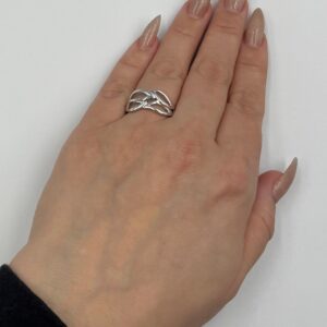 .925 Sterling Silver Leaf Band Ring - Size 7