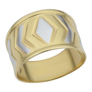 kooljewelry 10k two-tone gold polished chevron band ring (size 9)