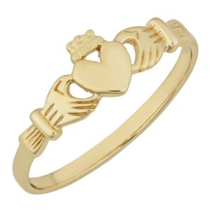 kooljewelry 10k yellow gold high polish claddagh ring (size 6)