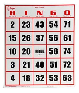 regal bingo jumbo bingo cards deck reusable - bingo games for family - 50 playing cards