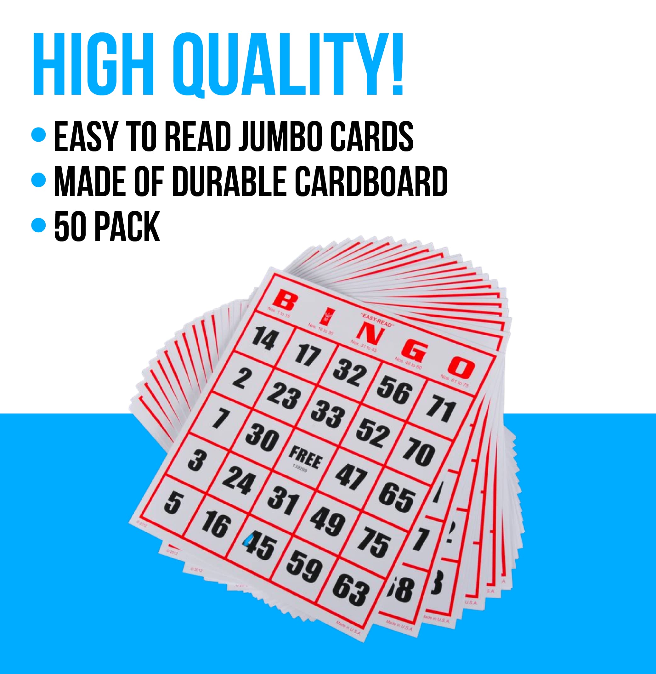 Regal Bingo Jumbo Bingo Cards Deck Reusable - Bingo Games for Family - 50 Playing Cards