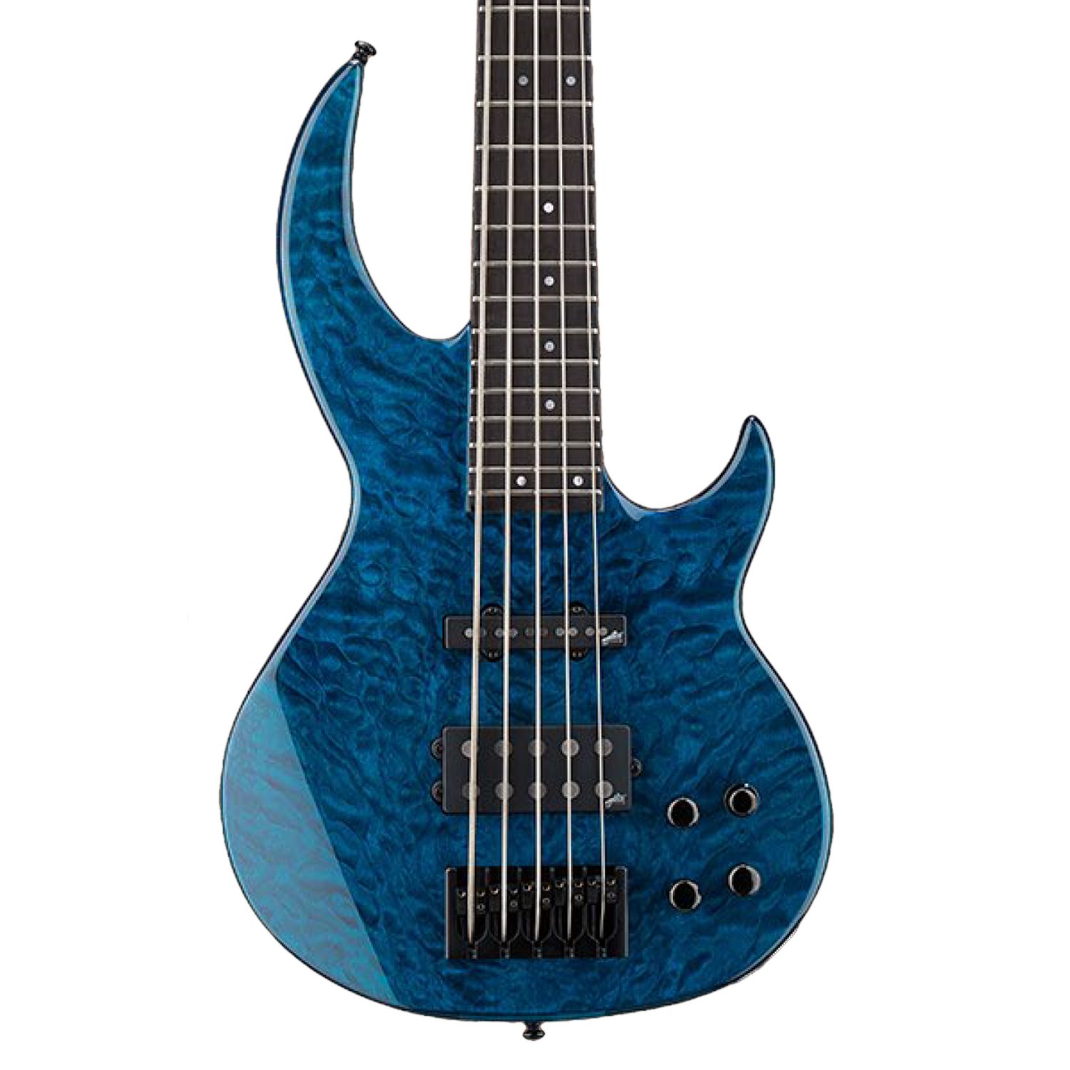 ESP LBB1005QMBLKAQ-KIT-1 Bunny Brunel Signature Series BB-1005 QM 5-String Electric Bass, Black Aqua