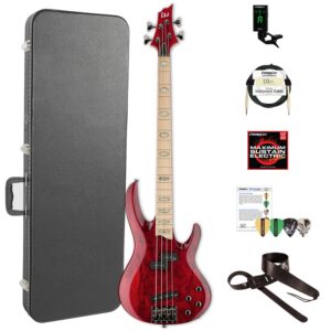 esp lrb1004smstr-kit-2 rb series rb-1004sm str 4-string electric bass, see thru red