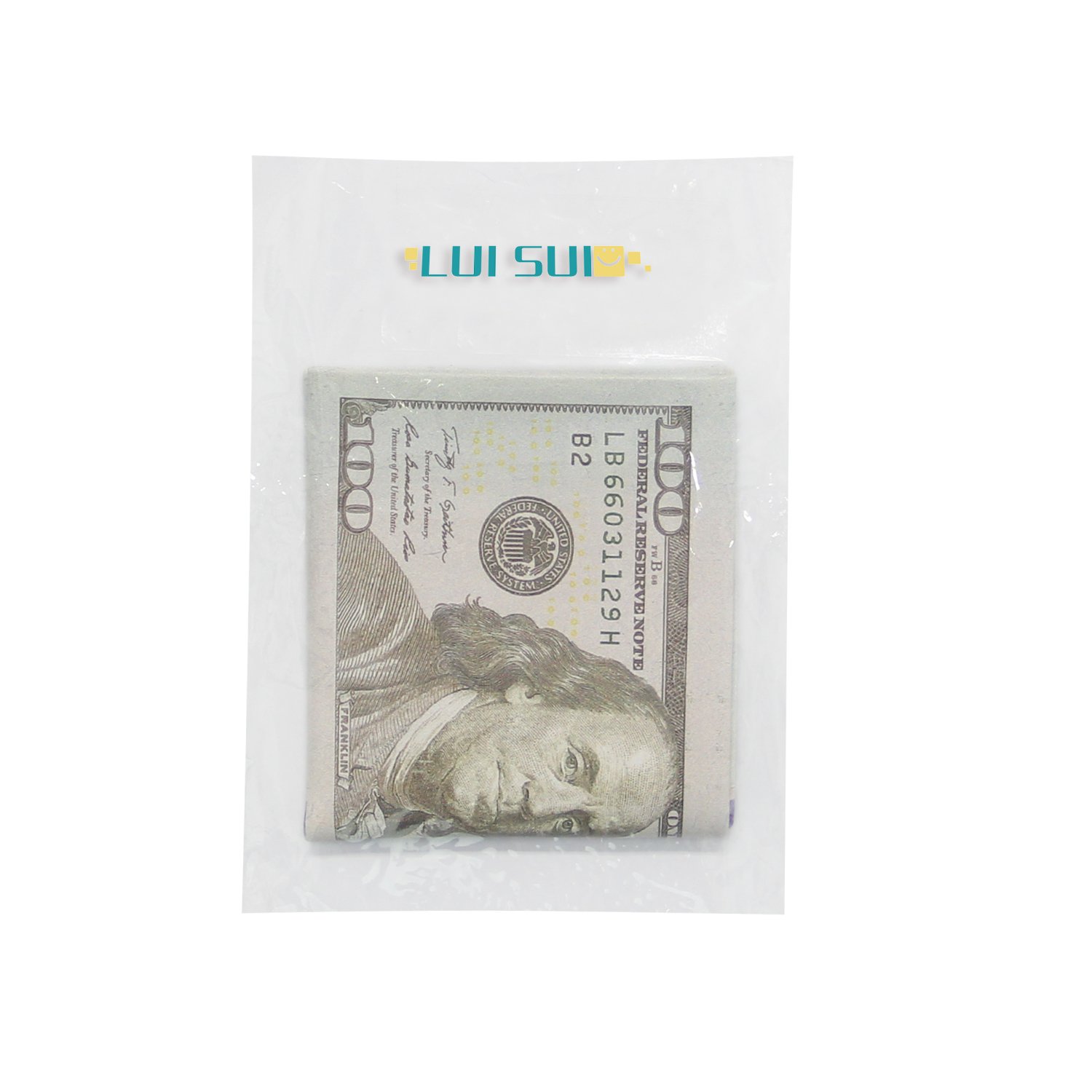 LUI SUI Men Us Dollar Bill Wallet Billfold Leather Credit Card Photo Holder