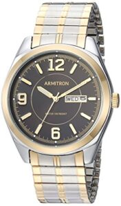 armitron men's 20/4591bktt day/date function two-tone expansion band watch