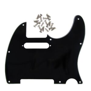 fleor 8 hole tele pickguard w/screws fit usa/mx standard telecaster pickguard replacement, 3ply black