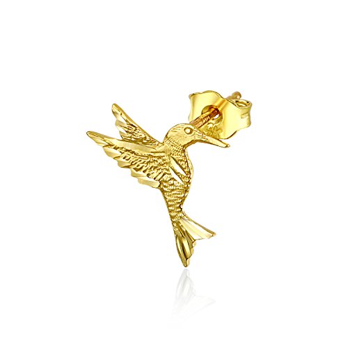 Wellingsale Ladies 14k Yellow Gold Polished Bird Stud Earrings (11 X 12mm)