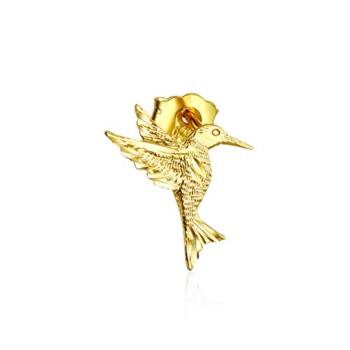 Wellingsale Ladies 14k Yellow Gold Polished Bird Stud Earrings (11 X 12mm)