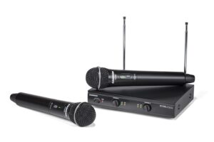 samson stage 200 dual-channel handheld vhf wireless system with two q6 dynamic microphones (group a)