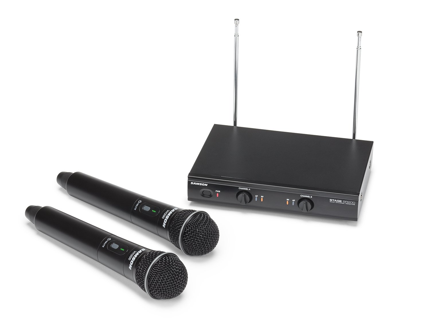 Samson Stage 200 Dual-Channel Handheld VHF Wireless System with Two Q6 Dynamic Microphones (Group A)