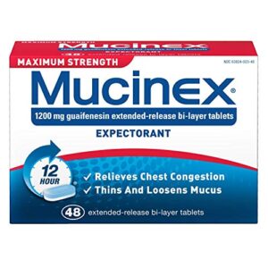 mucinex chest congestion relief expectorant tablet - maximum strength - 48 ct.