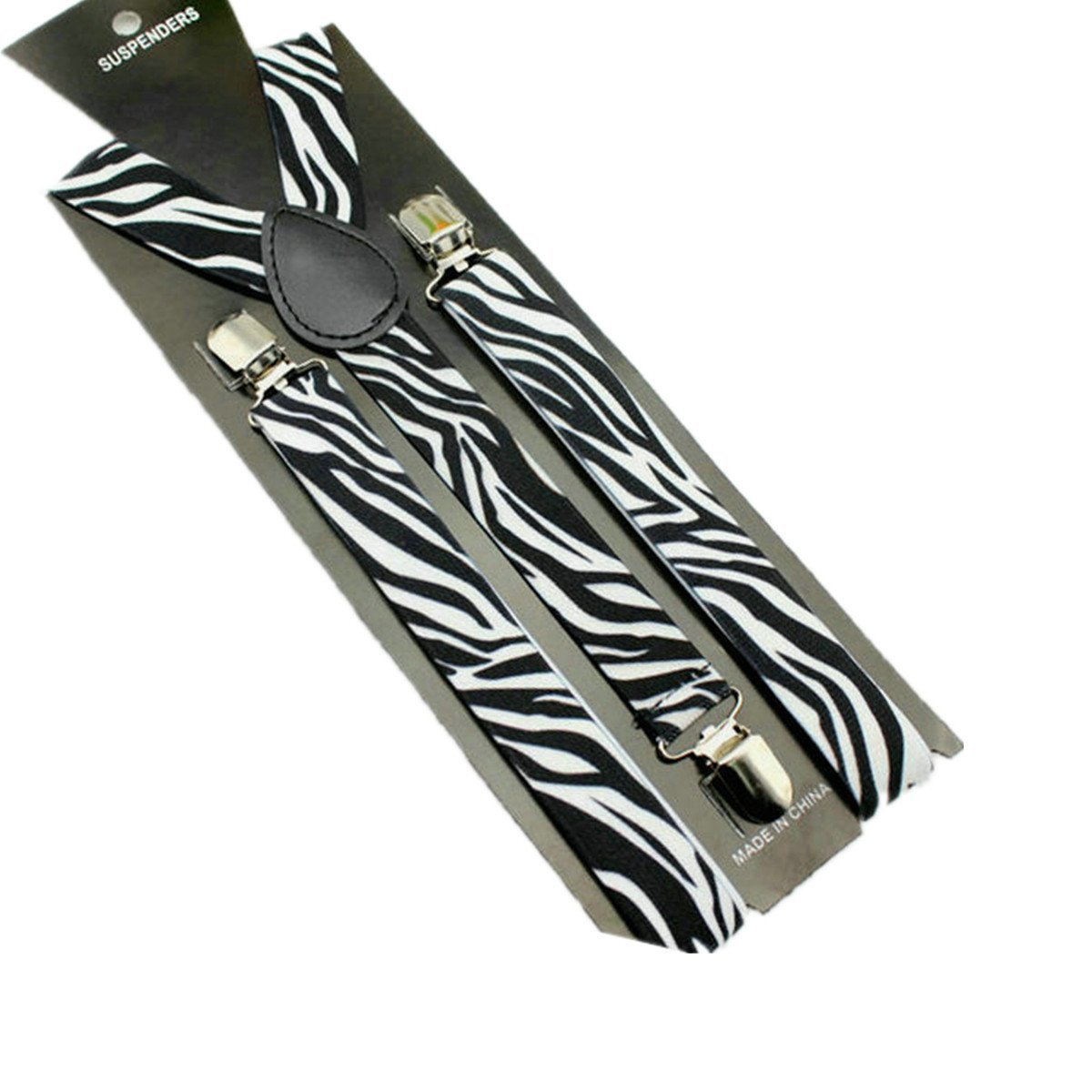 Unisex Suspenders & Pre-Tied Bow Tie Combo Set (Zebra)