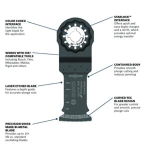 BOSCH OSL114F 1-Piece 1-1/4 In. Starlock Oscillating Multi Tool All Purpose Bi-Metal Plunge Cut Blade for Applications in Wood, Wood with Nails, Drywall, PVC, Metal (Nails and Staples)