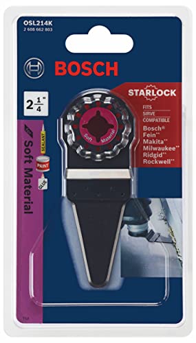 BOSCH OSL214K 1-Piece 2-1/4 In. Starlock Oscillating Multi Tool Soft Materials Bi-Metal Caulk Knife Blade for Removing Caulk and Sealants