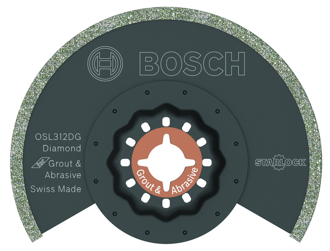 BOSCH OSL312DG 1-Piece 3-1/2 In. x 1/8 In. Starlock Oscillating Multi Tool Grout & Abrasive Diamond Grit Grout Blade for Applications in Grout Removal