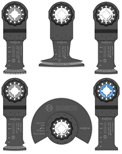 BOSCH OSL006 5-Piece Starlock Oscillating Multi Tool Assorted Set Blades for Mixed Applications in Metal, Wood and Other General Purpose Materials with Included Pouch